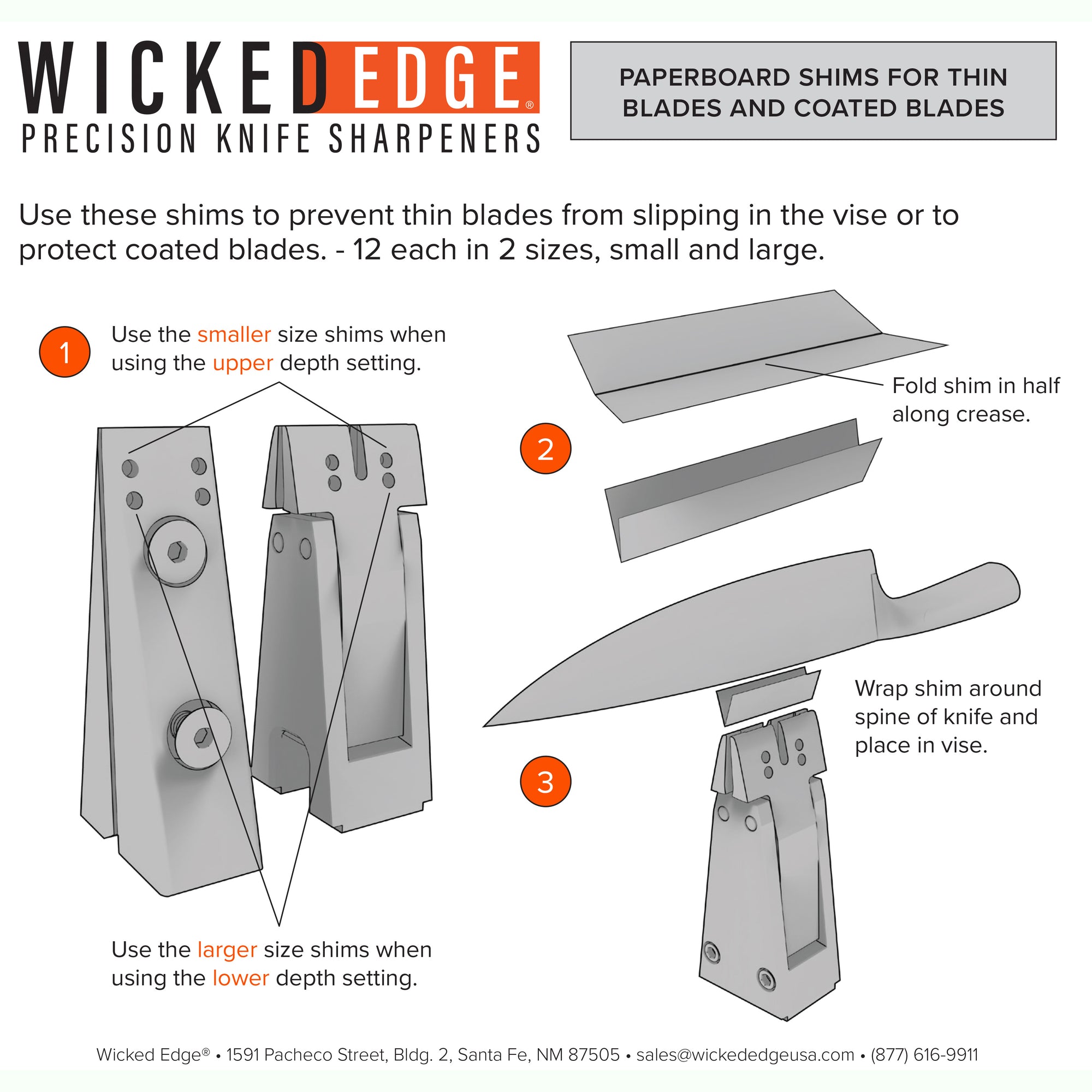 Wicked Edge Vise Shim Pack for Precision Knife Sharpeners